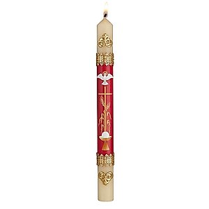 CB Church Supply Hand Decorated Sacramental Confirmation Candle by Will & Baumer, 9.75-Inch, IHS