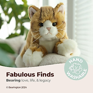 Bearington Collection Tabby Cat 15 Inch Stuffed Cat - Orange Cat Plush - Stuffed Cats That Look Real