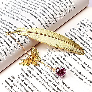 UpUDo Feather Metal Bookmarks Gifts for Birthday Christmas Valentine's Day Writers Teachers Friends Book Lovers Readers Mothers Children