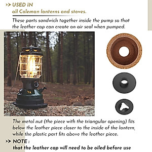 3000005094 For Coleman Lantern Stove Pump Cup Replacement Kit with Leather Pump Cap,Metal Nut and Plastic Cap for Air Seal (Compatible with Coleman Multiple Models)-1 Pack