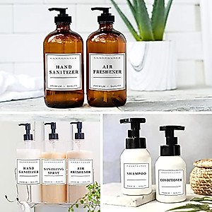 24 PCS White Waterproof Labels for Bottles, Shampoo and Conditioner Dispenser Label Stickers, Bathroom Hand Soap Label Stickers,Removable Cleaning Labels for Glass/Plastic Spray Bottle