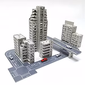 Mycity1:300 Battle Damage Scene, Destroyed City Scene, Simulation Assembly Building Model (A)
