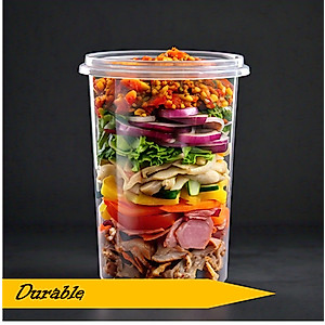 Mr Miracle Deli Containers with Lids - 12 Pack of 32 oz Clear Airtight Reusable Plastic Food and Multi-Purpose Containers - Microwave, Freezer, and Dishwasher Safe