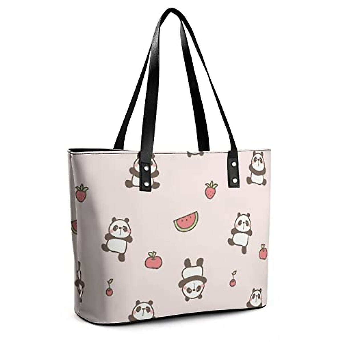 Womens Handbag Panda Patterns Leather Tote Bag Top Handle Satchel Bags For Lady