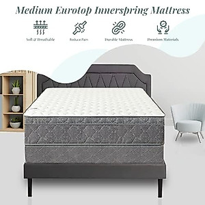 Nutan 10 Inch Foam Encased Mattress with Eurotop, Comfy, and Soft Plush Mattresses Provide Soothing Sleep, Complete Body Support, and Pressure Relief, Full XL