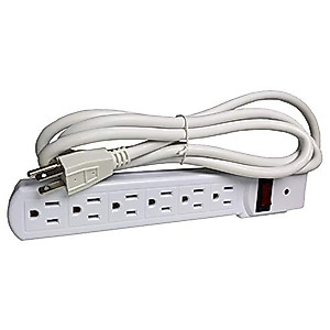 Surge Protector Power Strip - 6 Outlets, 10 Foot Cord - Universal Plug and Receptacles - Iron Box Part # IBX-6X1510
