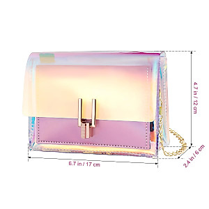KESYOO Holographic Purse Iridescent Purse Transparent Shoulder Bag Clear Crossbody Bag Fashion Mini Handbag Cute Mini Bag Jelly Purses Chain Bags for Women Girls Ladies 1PC