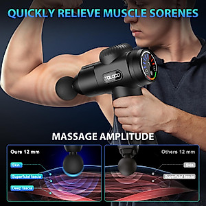 TOLOCO Massage Gun, Father Day Gifts, Deep Tissue Back Massage for Athletes for Pain Relief, Percussion Massager with 10 Massages Heads & Silent Brushless Motor, Relax Gifts for Dad/Mom, Black