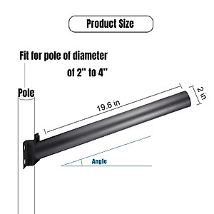 LERMITY Black Mounting Pole Pick Arm for Solar Street Light Metal LED Light Mounting Bracket (2 Pack)