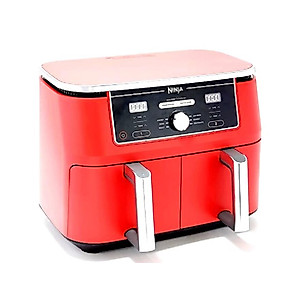 Ninja DZ402QRD Foodi 6-in-1 10-QT 2-Basket Air Fryer with DualZone Technology, (Renewed) RED