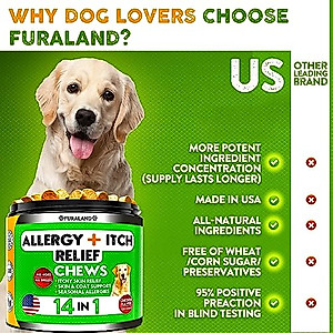 Dog Allergy Relief Chews - Dog Itch Relief - Omega 3 Fish Oil + Probiotics - Itchy Skin Relief - Seasonal Allergies - Anti Itch Support & Hot Spots - Immune Supplement for Dogs