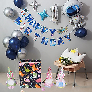 Ranfashiong 13" Large Gift Bag with Tissue Paper and Card for Boys Kids Birthday Baby Shower (Black Dinosaurs 1 PCS)