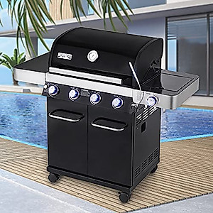 Monument Grills Larger 4-Burner Propane Gas Grills Cabinet Style, Black,LED Controls,Side Burner,USB Light-13892
