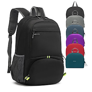MRPLUM 30L Rucksack Foldable Ultralight Packable Backpack, Unisex Durable Handy Daypack for Travel & Outdoor Sports Durable & Waterproof (Black)