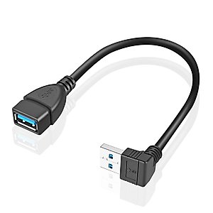 URWOOW 2 Pack SuperSpeed USB 3.0 Angle Male to Female Extension Cable 6 Inch Convertor Adapter Extender Cord Up Angle and Down Angle one Each