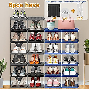 uapryti Shoe Rack Organizer - Free Standing Shoe Racks for Closets Entryway,Free Combination Shoe Storage (White+Black, 6-Tier)