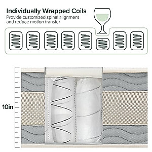 ZINUS 10 Inch Comfort Support Hybrid Mattress [New Version], Twin, Fiberglass Free, Medium Plush, Motion Isolation, Certified Safe Foams & Fabric, Mattress in A Box