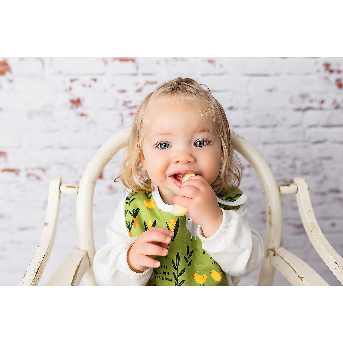 KUDL Baby Bib Large Toddler Burpy Absorbent Feeding Reflux Drool Teething Snap Button (Farm)