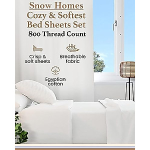 snowhomes 4-Pcs Bed sheets-800-Thread Count 100% Egyptian Cotton Bedding Set Lavender Full Size Sheets, Long Staple Cotton Fitted Sheet with Pillowcase, Fits Mattress Upto 15" Deep Pockets