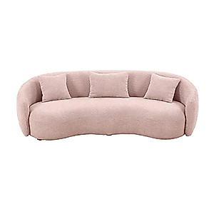 ERYE 93.6" Teddy Boucle Fabric Cloud Leisure Modern Comfy 4 Seaters Half-Moon Curved Couch,Beautiful Freestanding Sofa Perfect Shape More Decorative for Home Office Apartment Living Room, Pink