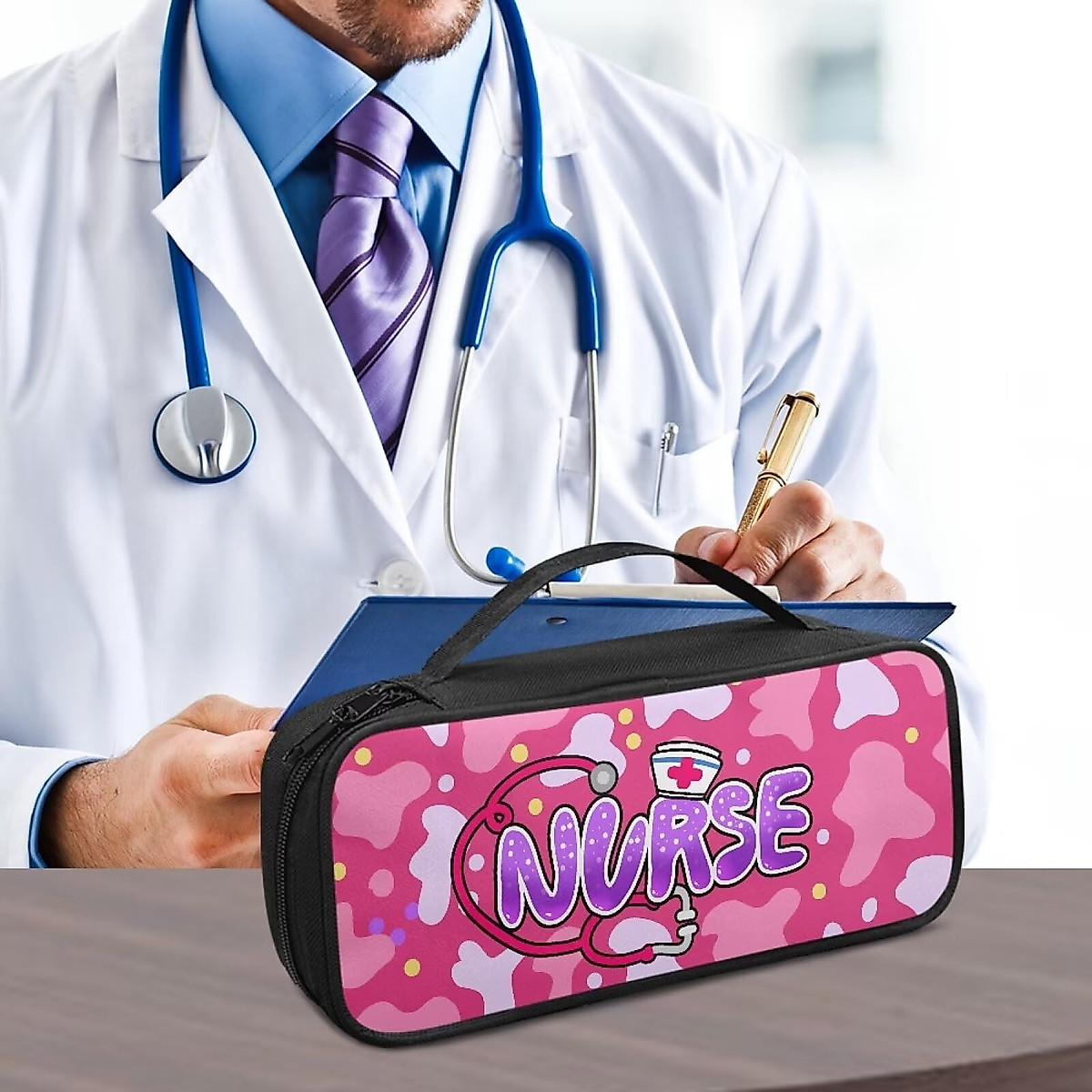 SUITOSELFY Stethoscope Case Compatible with 3M Littmann Classic III,Stethoscope Carrying Storage Bag Cover Organizer,Cute Stethoscope Holder with Mesh Pocket for Nurse Accessories