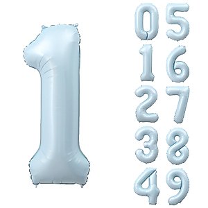YFHVJTKO 40 Inch Baby Blue Number 1 Foil Balloons 1st Celebration Decorations for 1st Birthday Party Wedding Bridal Shower Engagement Photo Shoot Anniversary Decoration, (Baby Blue Number 1)