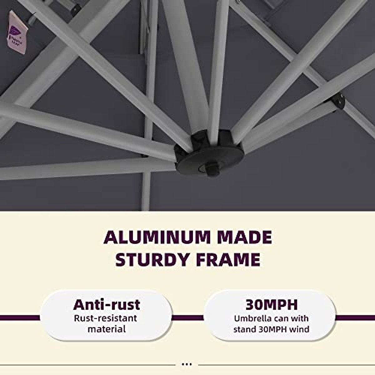 PURPLE LEAF 9' X 12' Patio Umbrella Outdoor Rectangle Umbrella Large Cantilever Umbrella Windproof Offset Umbrella Heavy Duty Sun Umbrella for Garden Deck Pool Patio, Grey