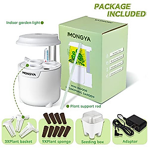 SHUNGRU Mini Hydroponics Growing System, Smart Indoor Herb Garden with Grow Light, Garden Germination Kit with Auto Timer, Height Adjustable and Stylish Decoration for Home Kitchen