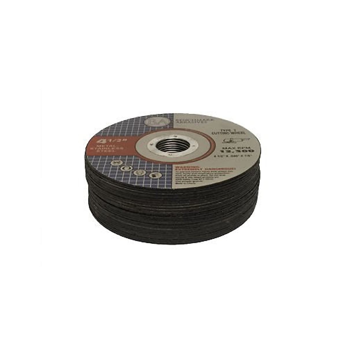 Benchmark Abrasives 4-1/2" Aluminum Oxide Quality Thin Cut Off Wheel for Metal and Stainless Steel 7/8" Arbor, Fiberglass Iron Cutting Wheel Use with Grinder - 50 Pack