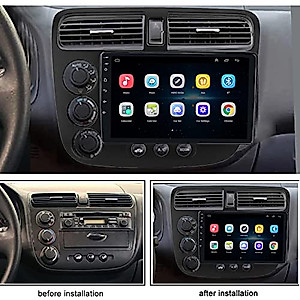 Cocheparts Car Stereo for Honda Civic Radio 2001-2005 Support Apple Carplay,Android Auto,1+32GB,WiFi/Bluetooth/Steering Wheel Control/Split Screen/GPS Navigation
