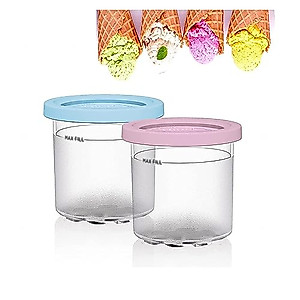 EVANEM 2/4/6PCS Creami Deluxe Pints, for Ninja Pints,16 OZ Pint Containers with Lids Safe and Leak Proof Compatible with NC299AMZ,NC300s Series Ice Cream Makers,Pink+Blue-6PCS