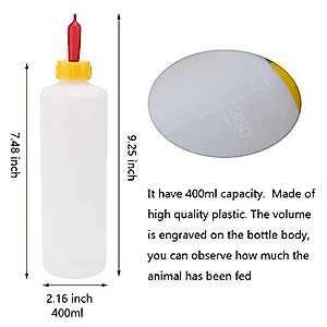 WoYous Goat Nipple and Bottles Set, 12 Pieces Small Animal Milk Drink Pritchard Nipple 2 Pieces 400 ml Lamb Feeding Bottle Kit for Feeding Sheep Goat Lamb Puppy (White 12)
