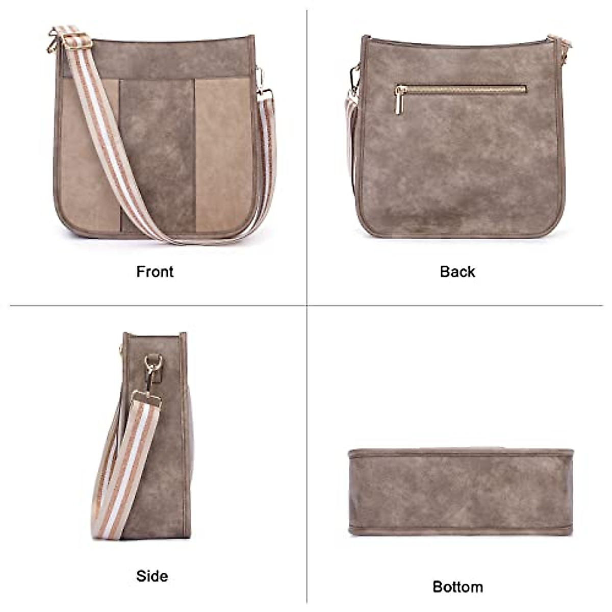 Caitina Crossbody Bag For Women,Vegan Leather Crossbody Hobo Handbag with 2 Adjustable Strap Zipped Pockets Shoulder Bags(Apricot)