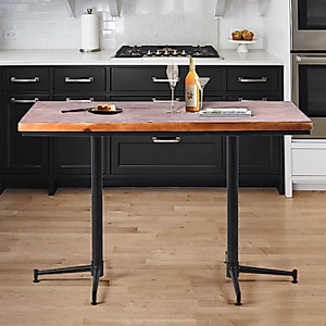 GWAREZ 47.2'' Length Rectangle Solid Wood Top Dining Table with Steady Tripod Base for Dining Room, Kitchen - Black