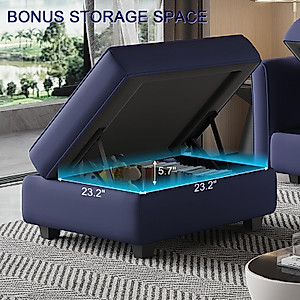 DANNRATCH Modular Sectional Sofa 7 Seat Oversized Convertible Sectional Couch with Reversible Chaise, Sleeper Velvet Modular Couch with Storage Seat for Living Room Furniture Sets Navy Blue