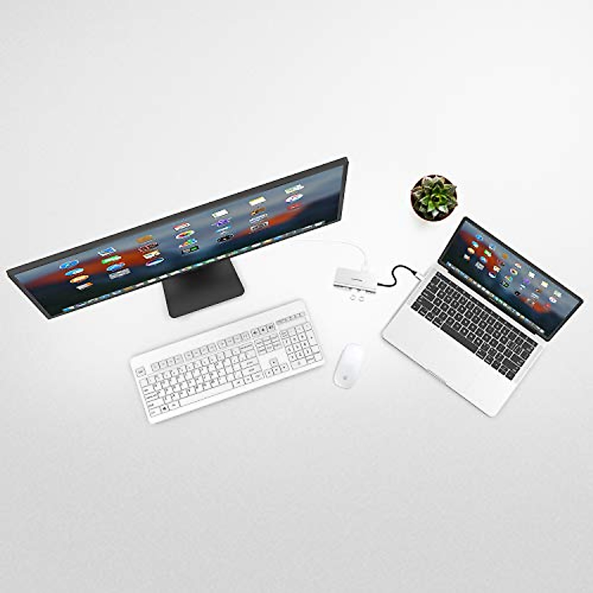 LENTION USB C Hub with 4K HDMI, Gigabit Ethernet, 3 USB 3.0 & Type C Charging for 2023-2016 MacBook Pro, New Mac Air/Surface/Chromebook/Steam Deck, More, Stable Driver Adapter (CB-C65, Silver)