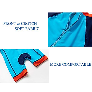 upandfast Baby Boy Swimsuit UPF 50 One Piece Infant Boy Bathing Suit with Sun Hat(Blue,6-9 Months)