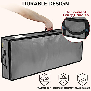 BALEINE SOFT Christmas Wrapping Paper Storage Bag, 40" Durable PE Gift Wrap Storage Bag with Flexible Partitions and Pockets for Ribbon, Accessories (Grey)