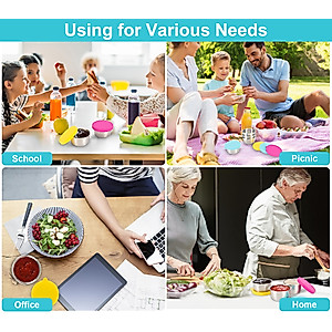 Ecurfu Salad Dressing Containers To Go, 3x1.5 oz Small Condiment Containers with Lids, 18/8 Stainless Steel Dipping Sauce Cups Set Leakproof, Fits in Kids Bento Box for Lunch, Picnic and Travel