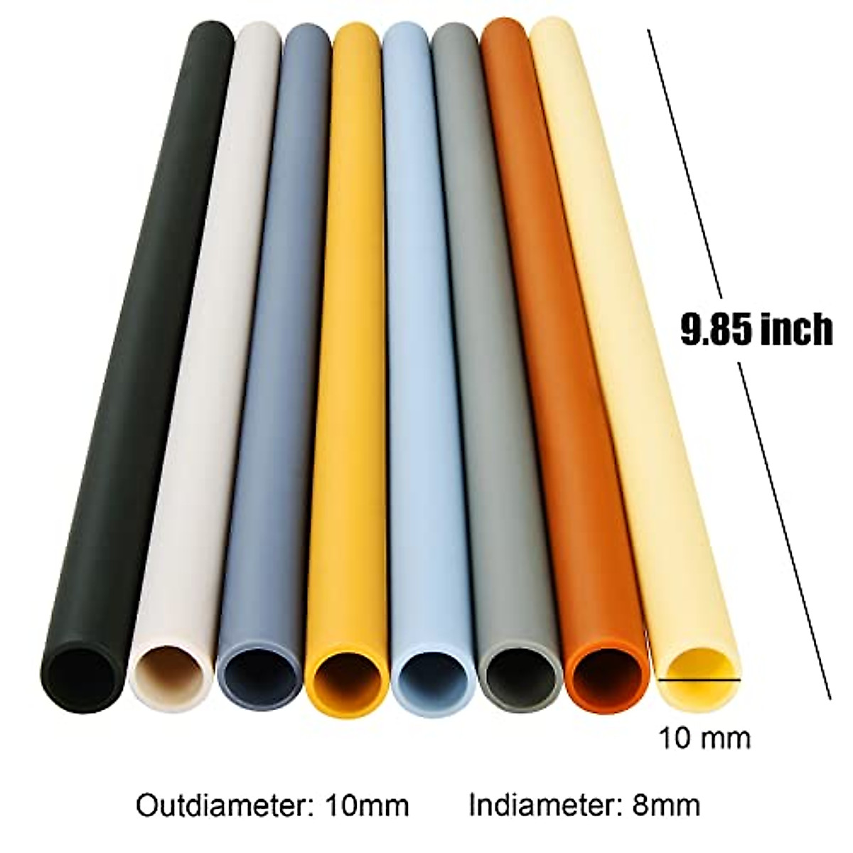 ALINK 8-Pack Reusable Silicone Straws - Long Flexible Rubber Silicone Drinking Straws for RTIC/Yeti 30 oz Tumblers, Jars, with 2 Cleaning Brush