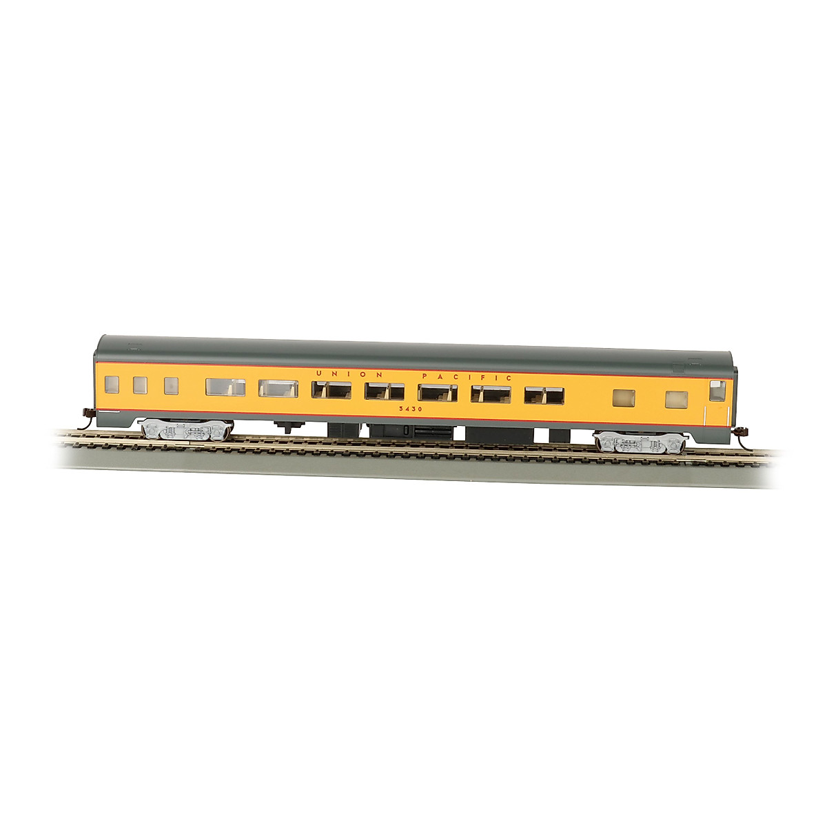 Bachmann Industries Union Pacific Smooth-Side Coach Car with Lighted Interior (HO Scale), 85'