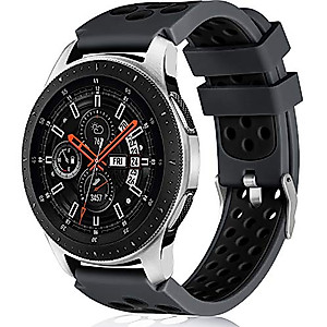 Lerobo 22mm Watch Band Compatible with Samsung Galaxy Watch 46mm/Galaxy watch 3 45mm/Gear S3 Classic/Frontier,22mm Soft Silicone Breathable Watch Strap Wristband for Women Men,(Anthracite Black)