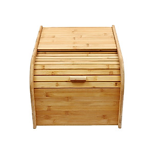 DYNAMI Bamboo Rice Storage Container,33Lbs Wooden Cereal Containers Storage Rice Dispenser,Large Dry Storage Rice Container Box with Sliding Lid and Measuring Cup,for Flour Grains