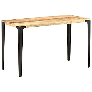 GOLINPEILO Wooden Dining Table with Powder-Coated Steel Frame, Kitchen Table Living Room Table, 47.2"x23.6"x29.9" Solid Mango Wood -AA