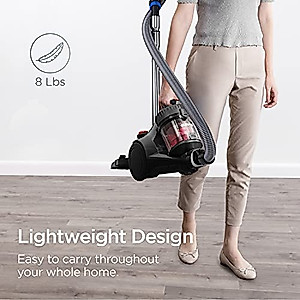 EUREKA Whirlwind Bagless Canister Vacuum Cleaner, Lightweight Vac for Carpets and Hard Floors, Red