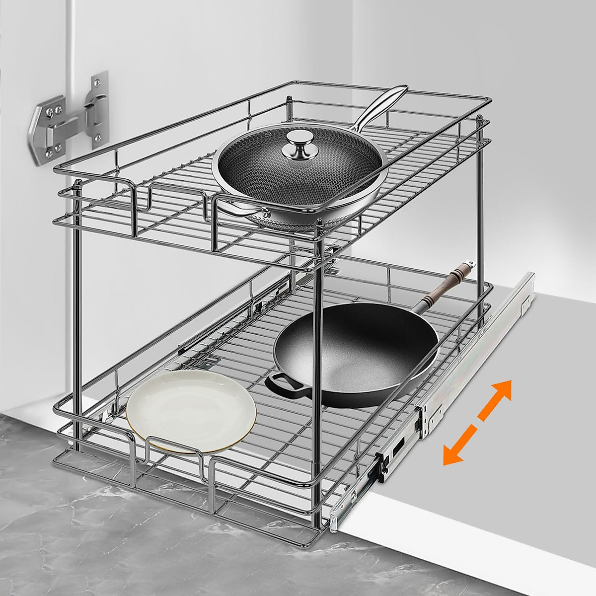 Multi-Purpose Cabinet Organizer,Sink Organizer and Storage,2-Tier Cabinet Pull Out Shelves,Pull Out Cabinet Organizer,Kitchen Helper,for Bathroom,Laundry Room,Kitchen,Pantry(Gray,21.5*13.5*15in)