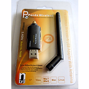 Panda Wireless PAU06 300Mbps Wireless N USB Adapter - w/High Gain Antenna - Win XP/Vista/7/8/10/11, Zorin, Mint, Ubuntu, MX Linux, Manjaro, Fedora, Centos, Kali Linux and Raspbian
