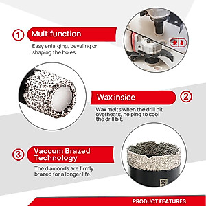 Diamond Tile Hole Saw Kit 10-Pack, DT-DIATOOL Diamond Core Drill Bits Set 6/6/8/19/35/51/65mm+20mm Diamond Finger Bit+50mm Diamond Chamfer Bit+SDS Adapter for Porcelain Ceramic Tile Marble Granite