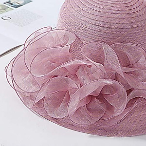 Women's Organza Kentucky Fascinator Hat Derby Cloche Bowler Hat Cocktail Tea Party Wedding Sun Hat Purple