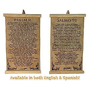 Psalm 91 He That Dwelleth in the Secret Place Prayer Blessing Scroll Decor Ready to Hang 14 x 8.5 in. Bible Verse Scripture Canvas-Style Decor Wall Art, Comfort Gift Rustic Home